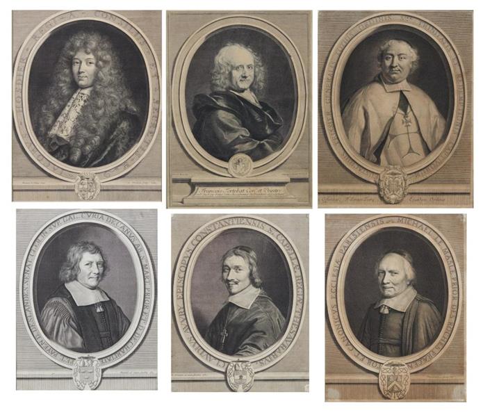 Group of six portraits of French historical figures - Antoine Trouvain ...